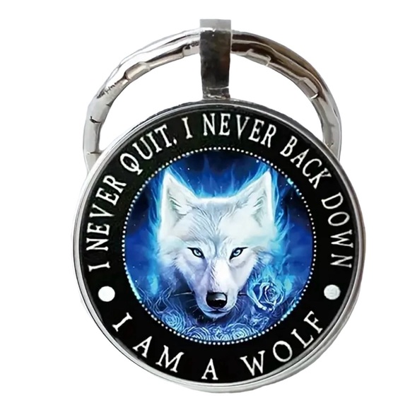 Accessories | Wolf With Flames I Am Wolf I Never Quit Bag Charmkeychain ...